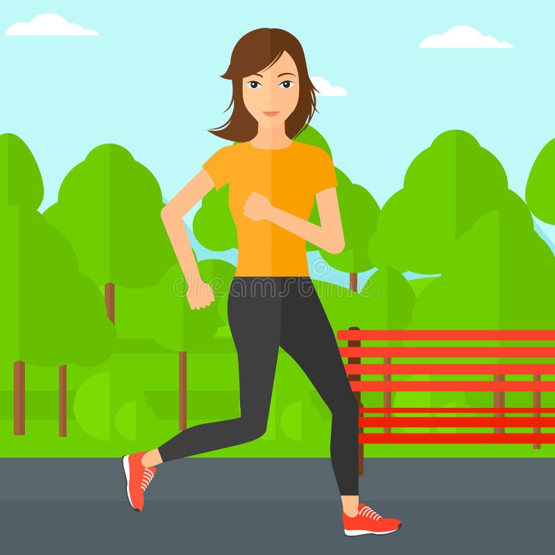 Sportive woman jogging. stock vector. Illustration of healthy - 66320130