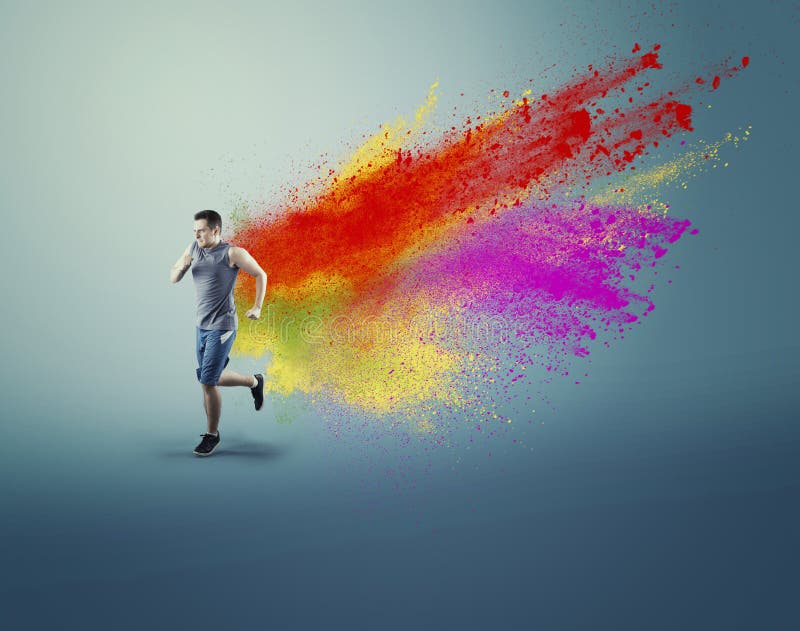 Sportman Running Running and a Creative Concept Stock Image - Image of ...