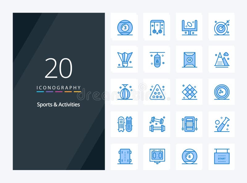 20 Sports Activities Blue Color Icon for Presentation Stock Vector ...
