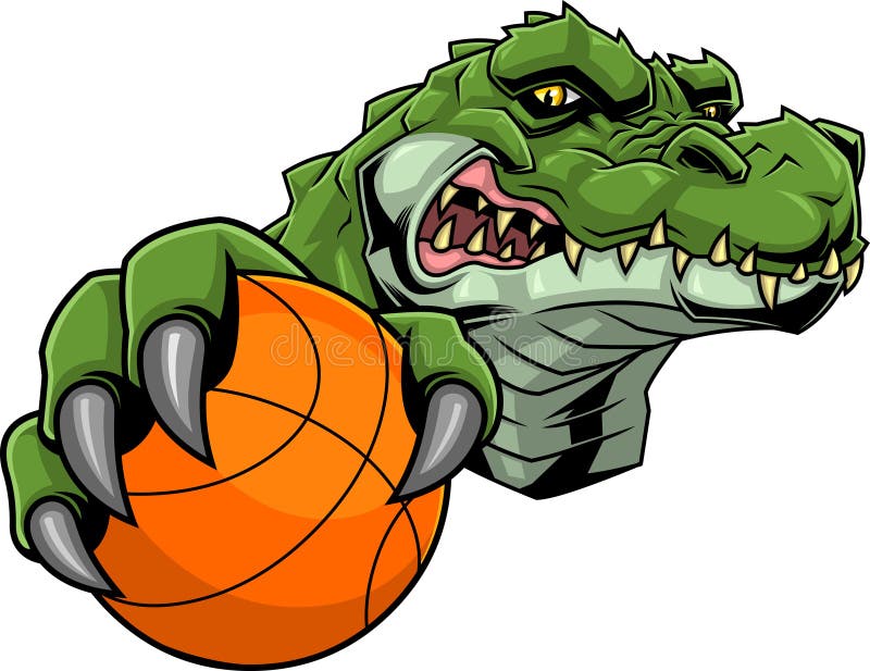 Angry Alligator Clawing Basketball Sports Mascot Logo Design Stock ...