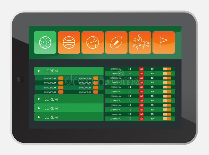 Sports App Interface Tablet Screen Stock Illustrations – 34 Sports App ...