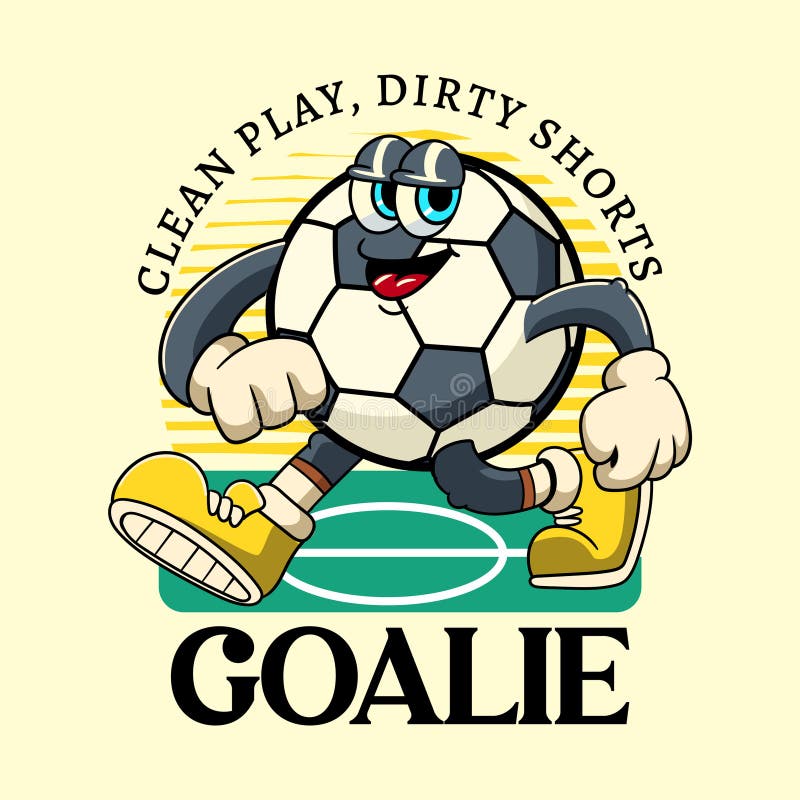 Cartoon Soccer Ball Character with Gloves and Cleats Struts Proudly and ...