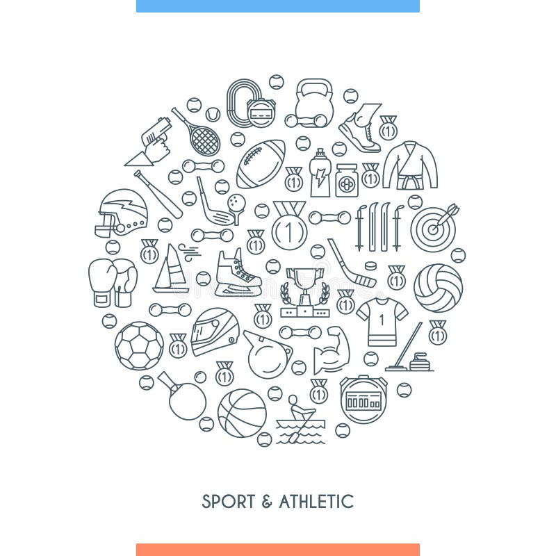 Sports and Athletics Line Concept Stock Vector - Illustration of ...