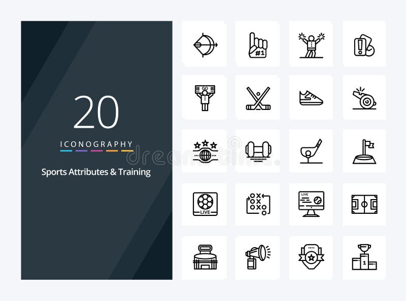 20 Sports Atributes and Sports Training Outline Icon for Presentation ...