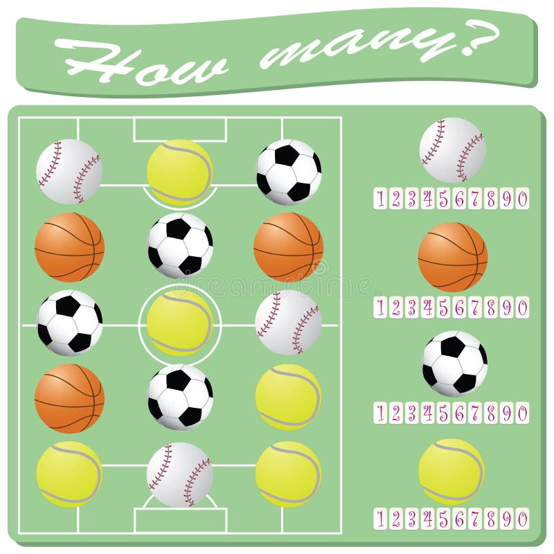 Sports balls. Logical task stock vector. Illustration of homework ...