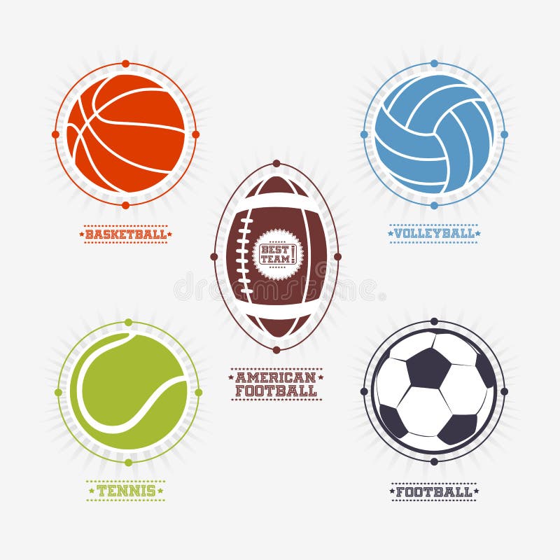 Sports balls logos, emblem stock vector. Illustration of icon - 53954978