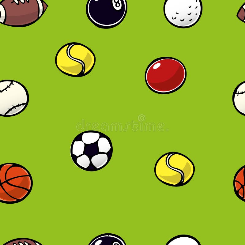 Sports Balls Seamless Pattern Stock Vector - Illustration of football ...