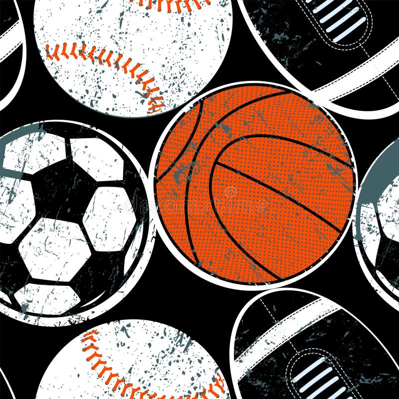 Sports Balls in a Seamless Pattern Stock Vector - Illustration of ...