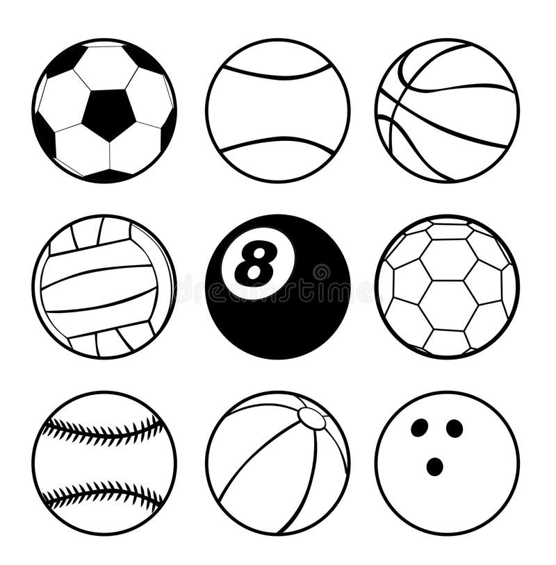 Sport Balls Silhouettes stock vector. Illustration of balls - 20440322