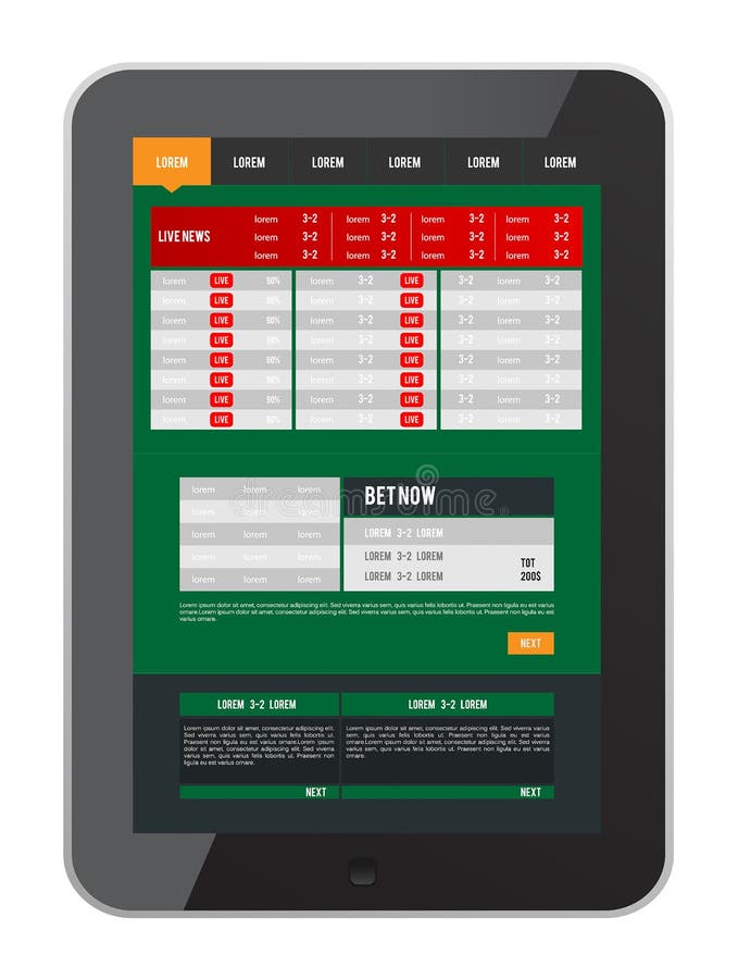 Sports Betting App on Tablet Screen Vector Stock Vector - Illustration ...