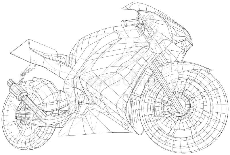 Sports Bike Technical Wire-frame. EPS10 Format Stock Vector ...