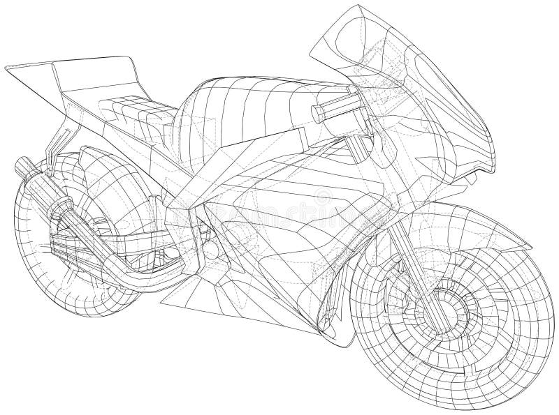 Sports Bike Technical Wire-frame. EPS10 Format Stock Vector ...