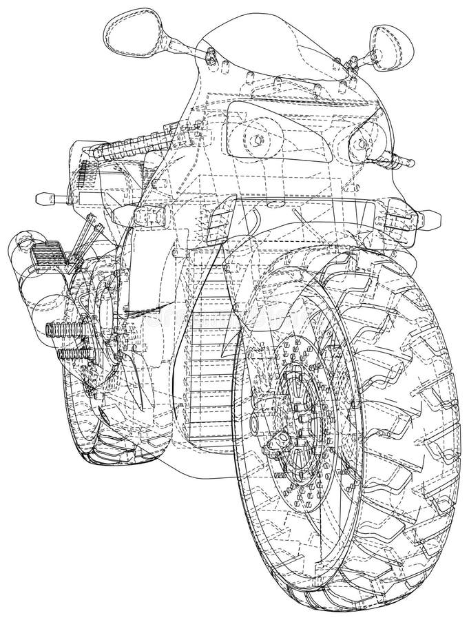 Sports Bike Technical Wire-frame. EPS10 Format Stock Vector ...