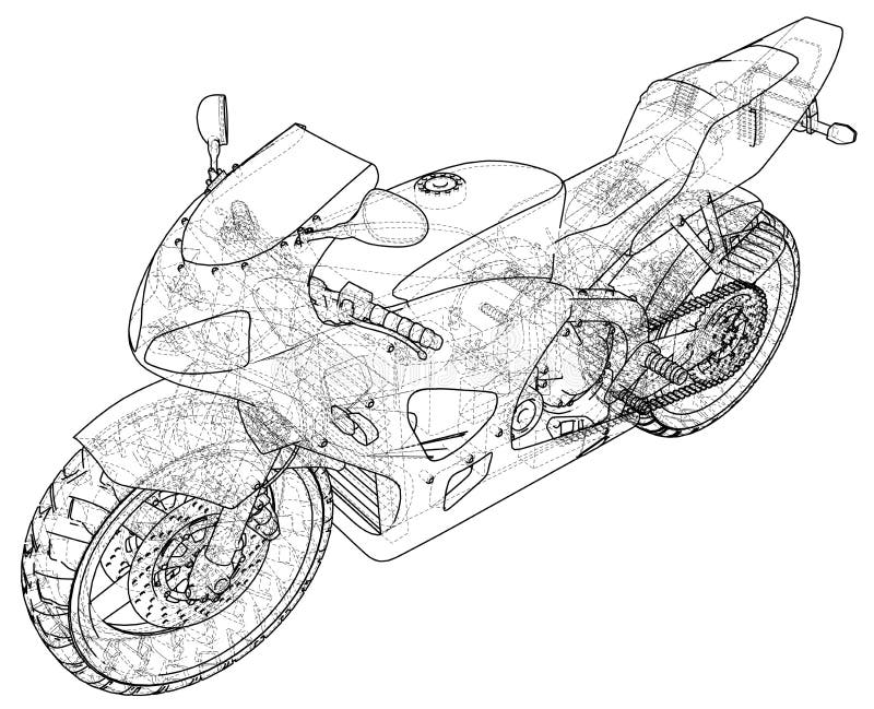 Sports Bike Technical Wire-frame. EPS10 Format Stock Vector ...