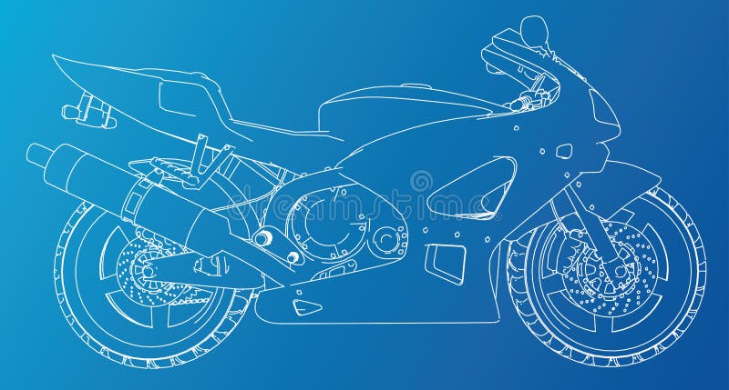 Sports Bike Technical Wire-frame. EPS10 Format Stock Vector ...