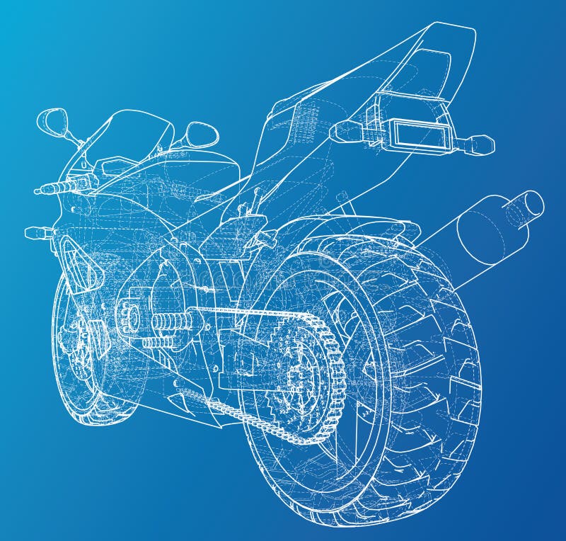 Sports Bike Technical Wire-frame. EPS10 Format Stock Vector ...