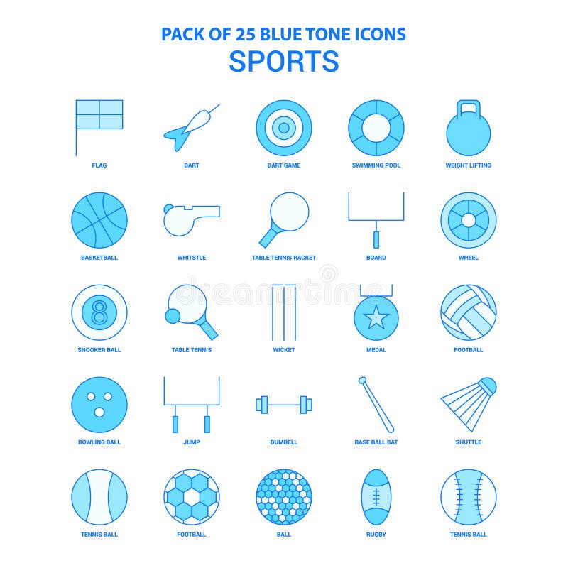 Sports Blue Tone Icon Pack - 25 Icon Sets Stock Vector - Illustration ...