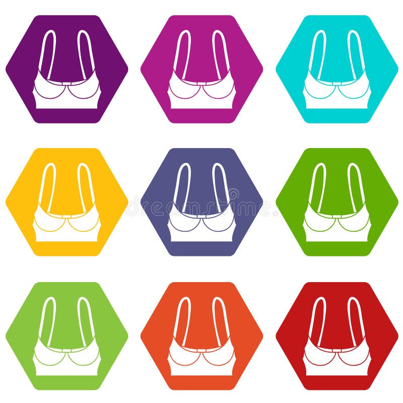 Sports Bra Icons Set 9 Vector Stock Vector - Illustration of panties ...