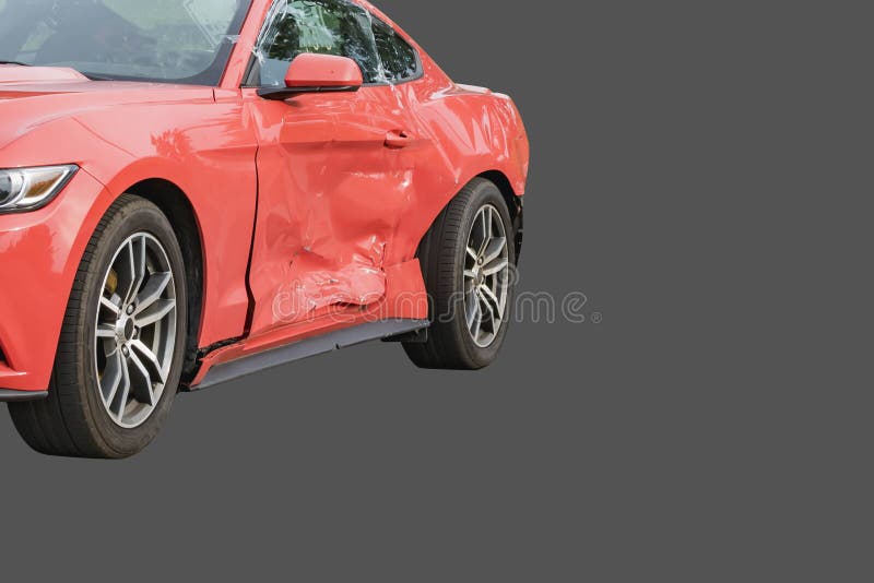 Sports Car after an Accident, Broken Left Side Stock Image - Image of ...