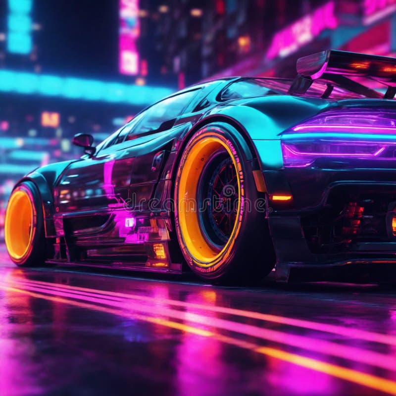 Sports Car in Cyberpunk Style Stock Image - Image of motion, style ...