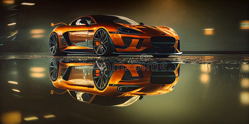 Sports Car in a Garage. Generative AI Stock Illustration - Illustration ...