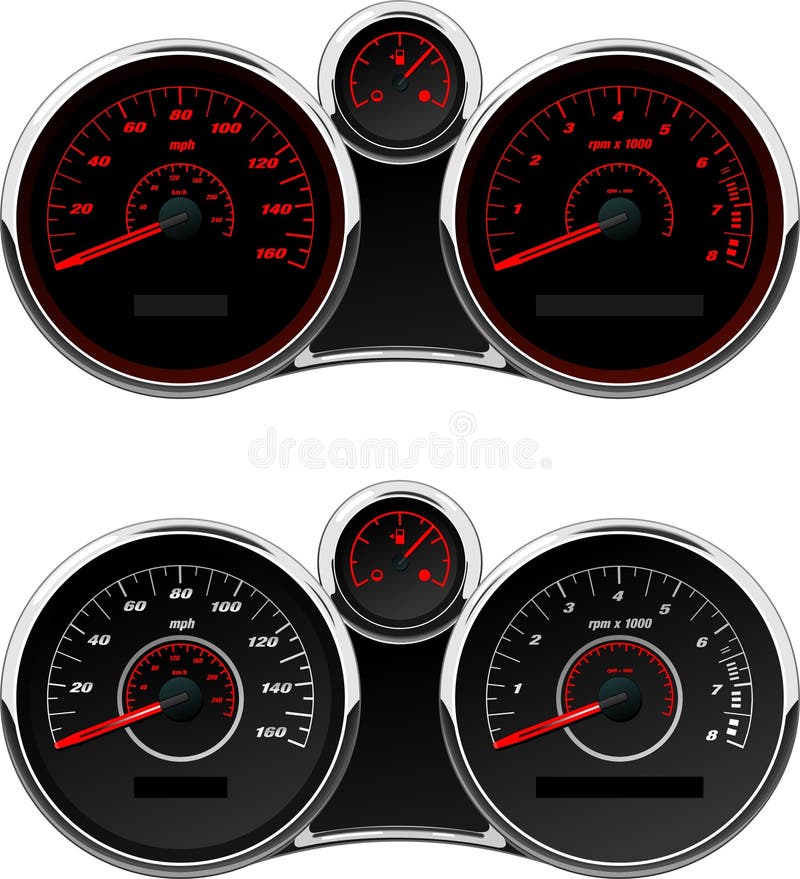 Dashboard Speedometer Gauges Stock Vector - Illustration of counter ...
