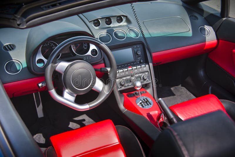 Sports Car Interior in Swede Leather Stock Image - Image of interior ...
