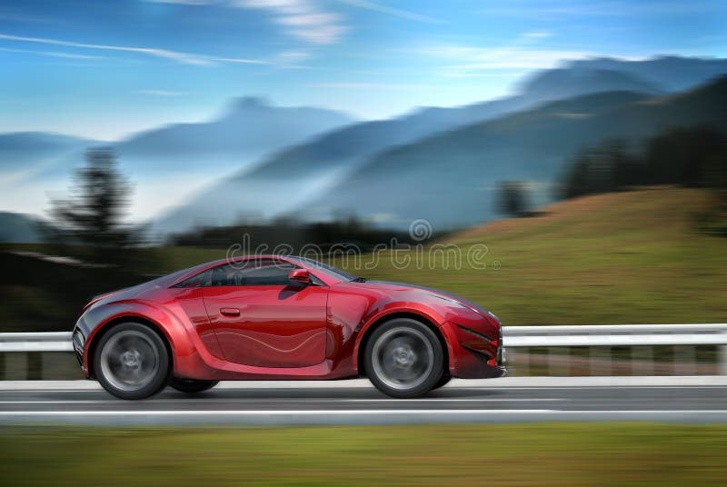 Sports Car Moving on the Road Stock Illustration - Illustration of ...