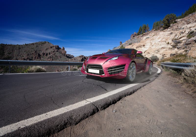 Sports Car Moving on the Road Stock Image - Image of cracked, mountain ...