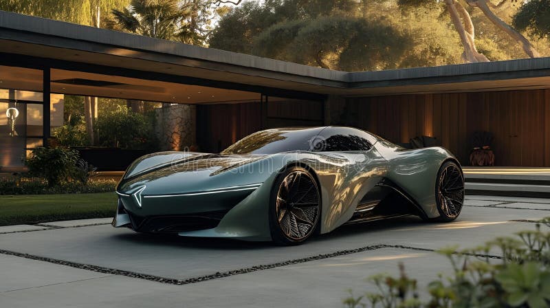 Sports Car Parked in Front of a Building, AI-generated. Stock ...