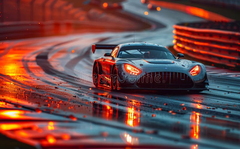 Sports Car Racing on the Track with Motion Blur Stock Photo - Image of ...