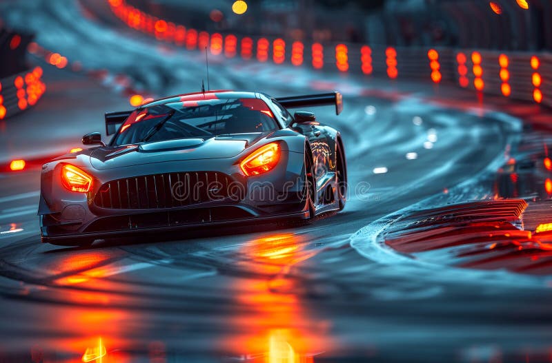 Sports Car Racing on the Track with Motion Blur Effect Stock Image ...