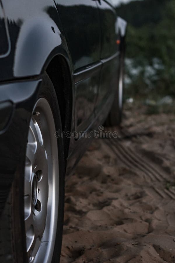 Reflection of Sunny Road at the Car Side Mirrow. Rear View Mirror ...