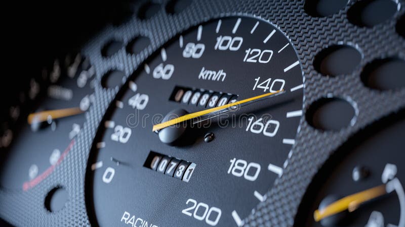 Sports Car Speedometer Close Up 3D Stock Illustration - Illustration of ...