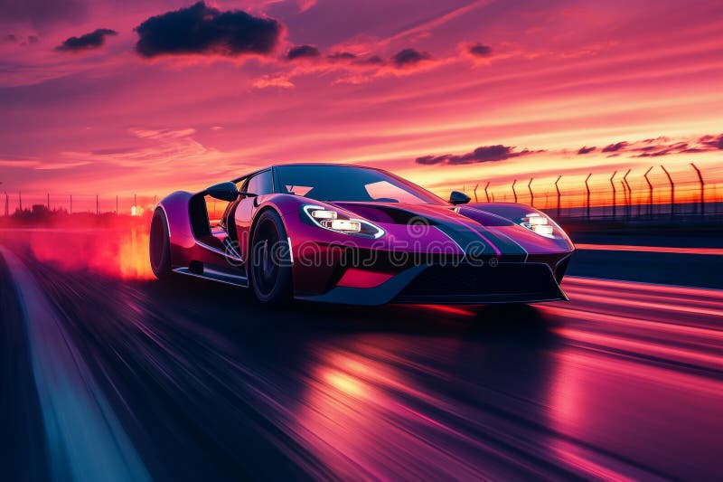 Sports Car on the Track in the Rays of Sunset Stock Image - Image of ...