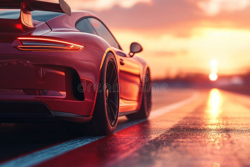 Sports Car on the Track in the Rays of Sunset Stock Photo - Image of ...