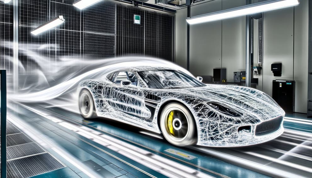 Sports Car in Wind Tunnel with Aerodynamic Flow Visualization ...