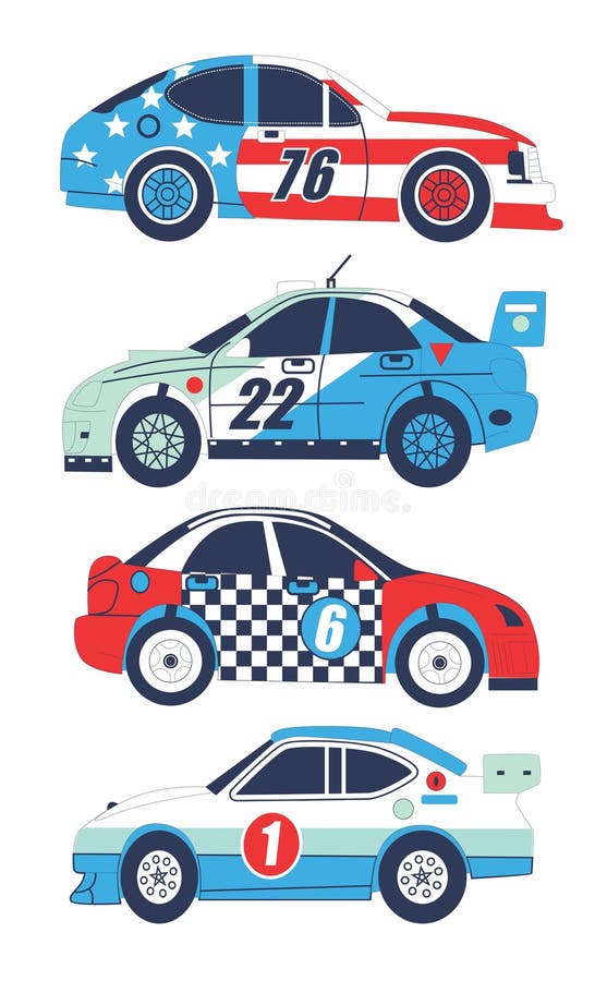 Carton Cars Print Vector Art Stock Vector - Illustration of shape ...