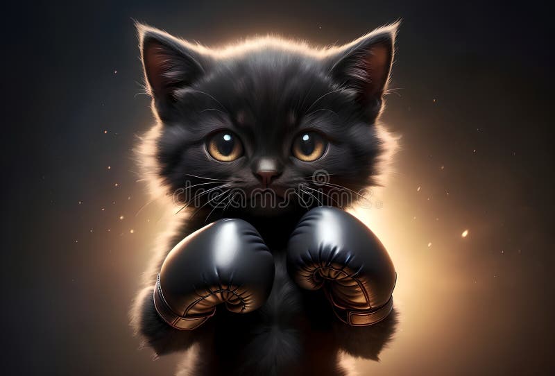 Sports Cat in Boxing Gloves Doing Boxing Stock Image - Image of ...