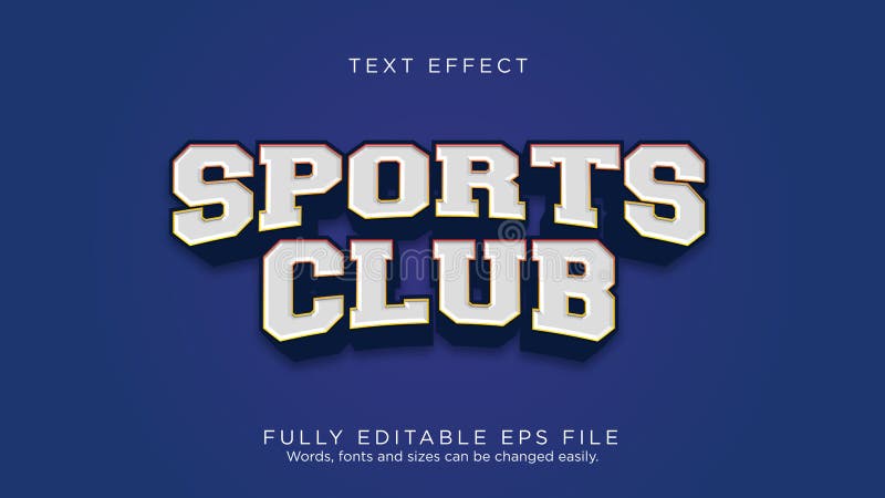 Sports Club Text Effect Font Type Stock Illustration - Illustration of ...
