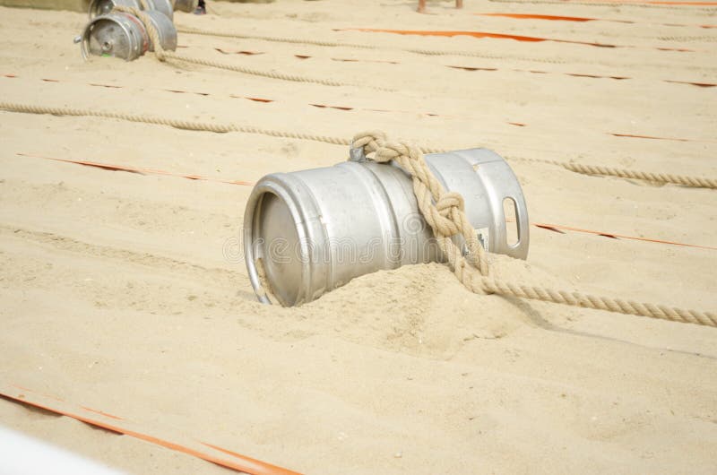 Sports Competition with a Barrel and a Rope Stock Photo - Image of ...