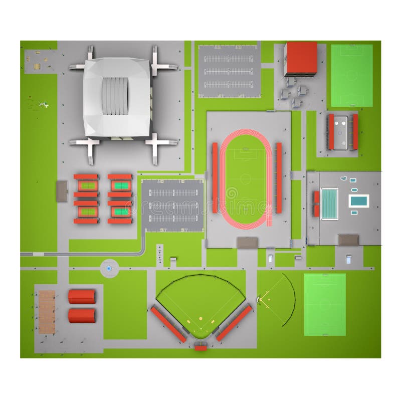 Sports complex top view stock illustration. Illustration of court ...