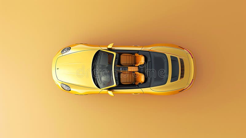 Top View of Sports Convertible Car with Soft Top Down on Solid Color ...