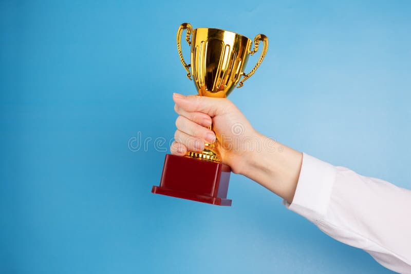 Sports Cup in the Hand of the Winner at the Awards Ceremony Stock Photo ...