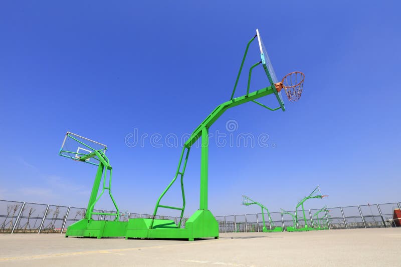 Sports Equipment Basketball Frame Stock Image - Image of campus, blue ...