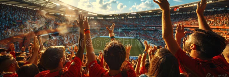 Sports Fans Cheering during a Match in a Stadium. Stock Photo - Image ...