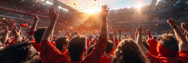 Sports Fans Cheering during a Match in a Stadium. Stock Photo - Image ...