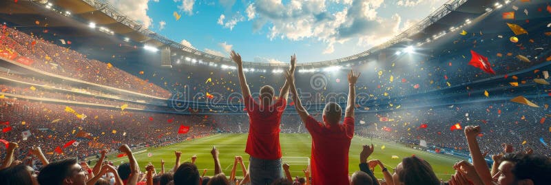 Sports Fans Cheering during a Match in a Stadium. Stock Image - Image ...