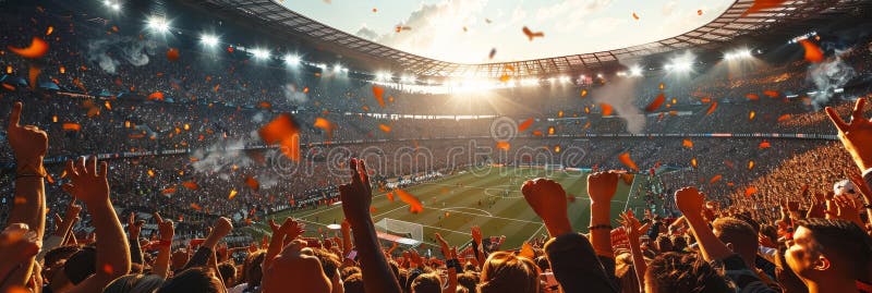 Sports Fans Cheering during a Match in a Stadium. Stock Image - Image ...
