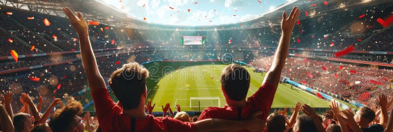 Sports Fans Cheering during a Match in a Stadium. Stock Photo - Image ...